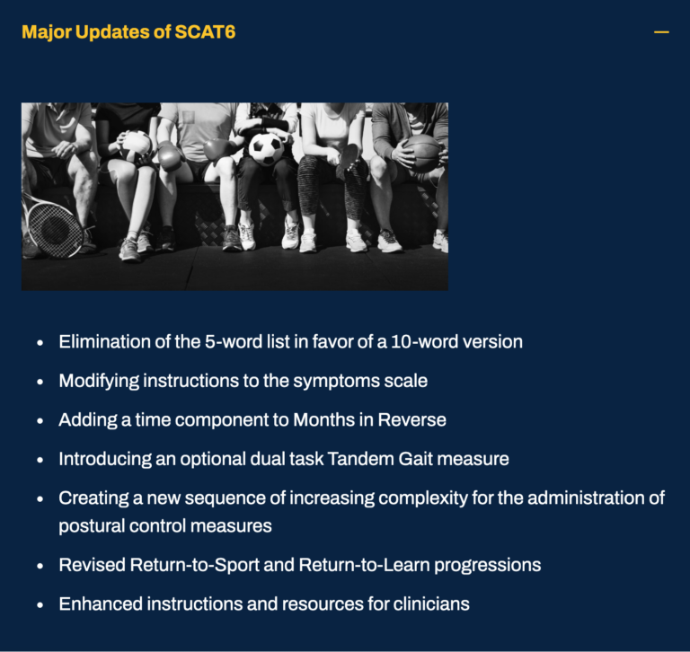 Introducing the Sport Concussion Assessment Tool – 6th Edition (SCAT6 ...